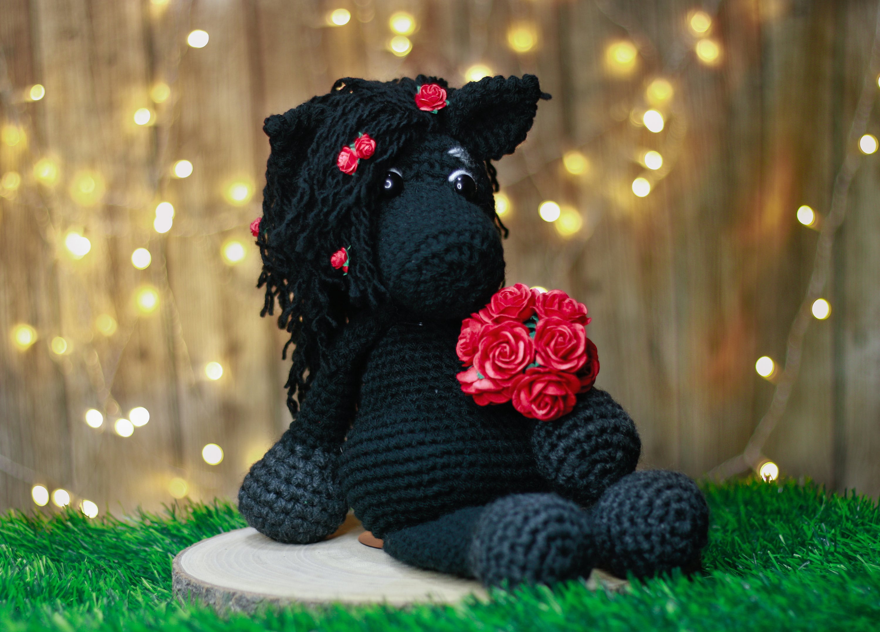 Crochet Horse rosey the Black Friesian Handmade Crochet Pony, Stuffed ...