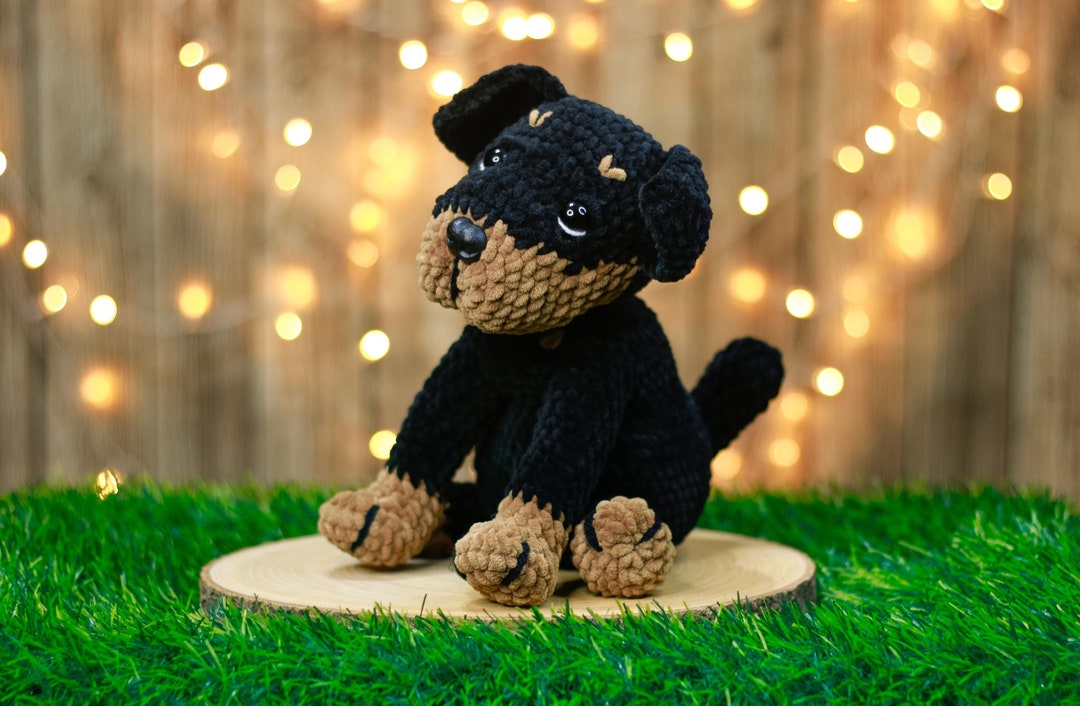 Crochet Dog Amigurumi Dog - “rottweiler Puppy” Handmade Crochet Dog ...