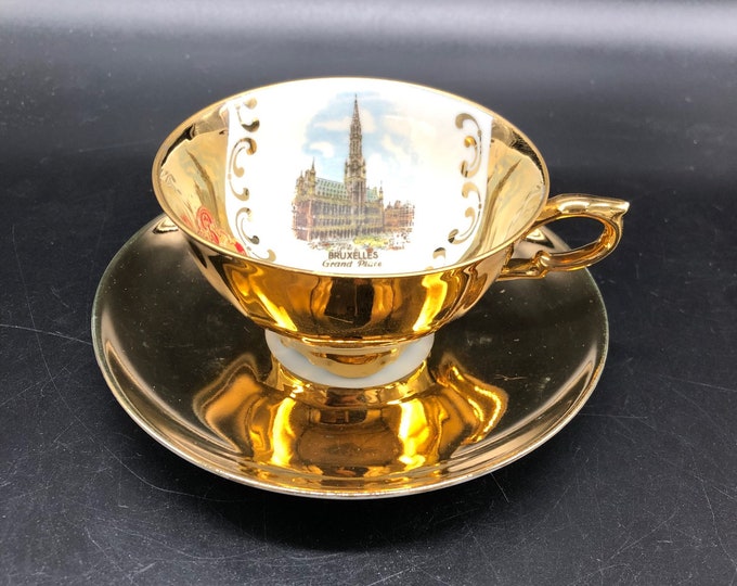 Vintage Bavaria Germany Tea Cup & Saucer, Bruxelles Grand Place, 24 ...