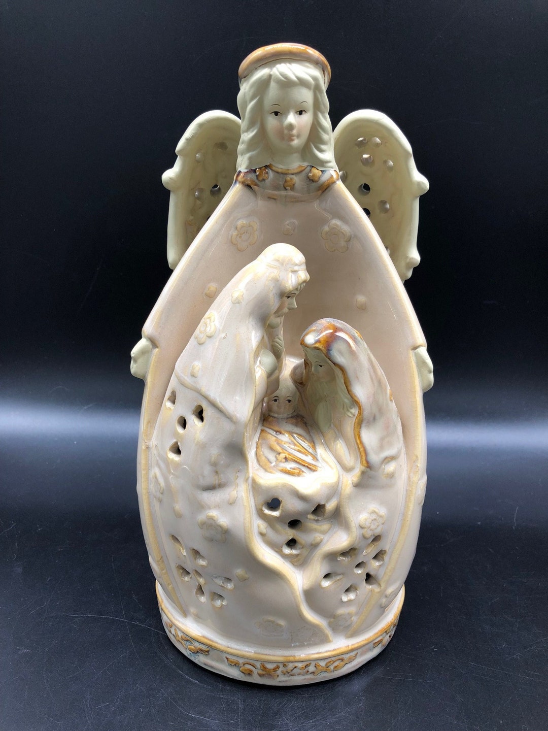 Vintage Tii Collections Ceramic Nativity Tea Light Candle Holder, Angel ...
