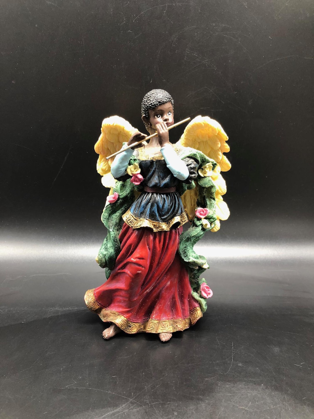 Vintage Angel Figurine Playing A Flute, Resin Figurine - Etsy