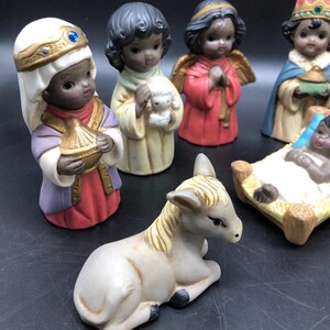 Vintage Mini Ceramic Hand Painted Nativity Set - Etsy