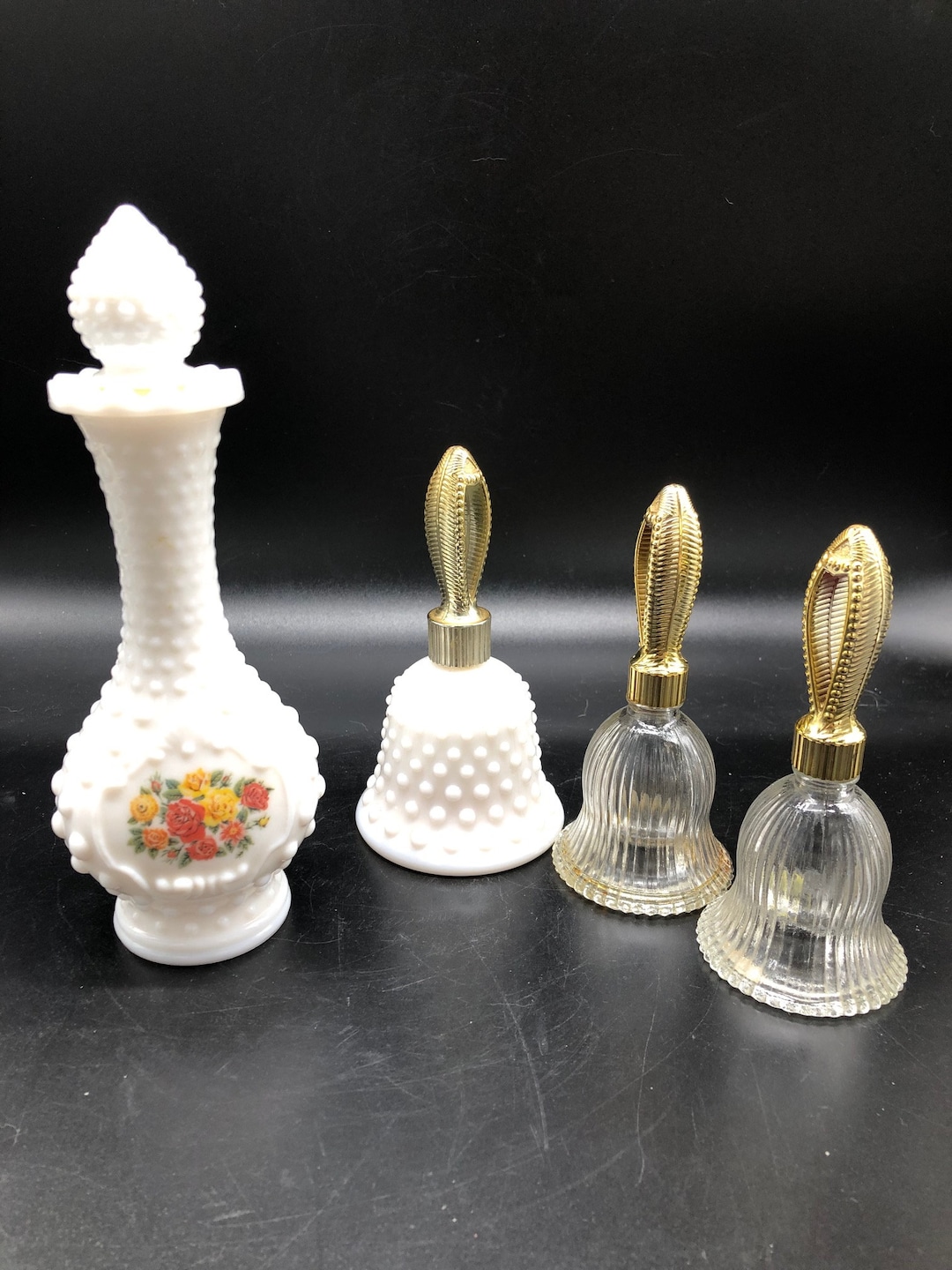Set of 4 Vintage Avon Perfume Bottles Bud Vase and Bells - Etsy