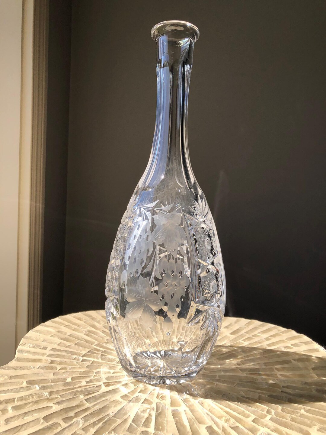 Vintage Nachtmann Crystal Decanter, Etched Grape Pattern, Made in ...