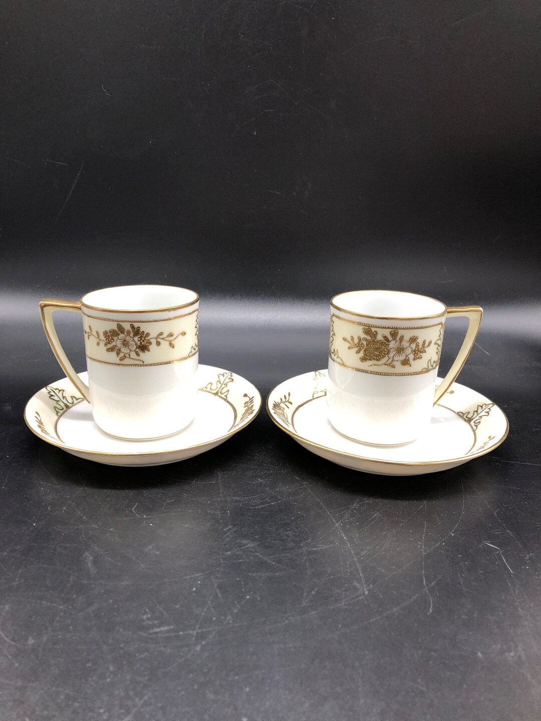 Set of 2 Vintage Hand Painted Nippon Tea Cups and Saucers, Mint ...