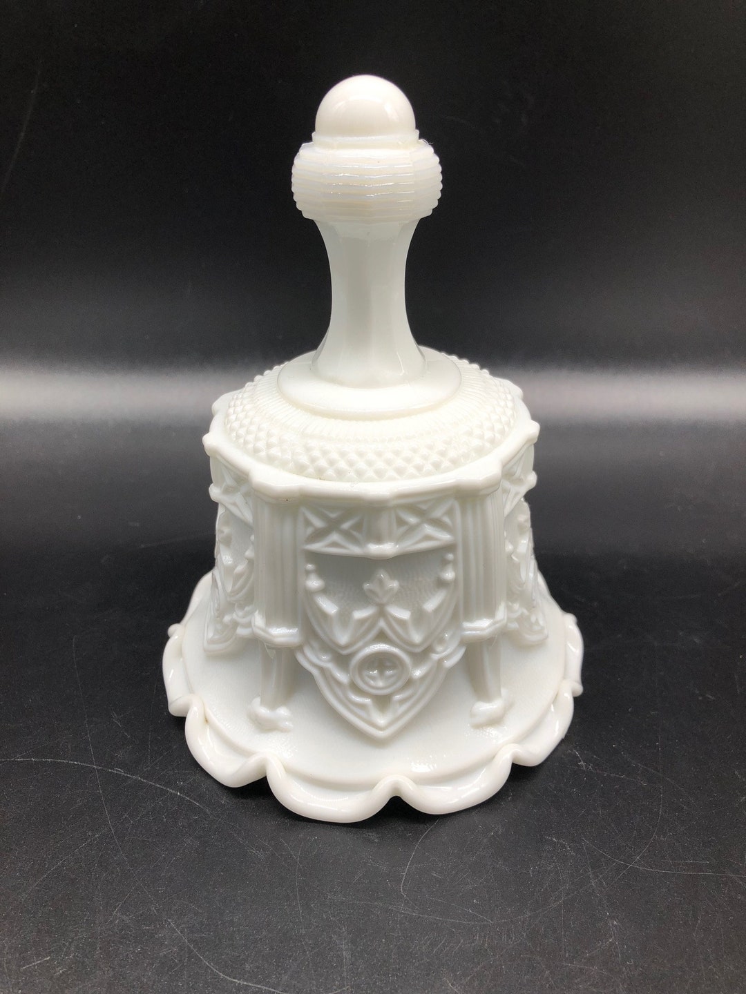 Vintage Fenton White Milk Glass Sable Arch Bell, Mint Condition ...