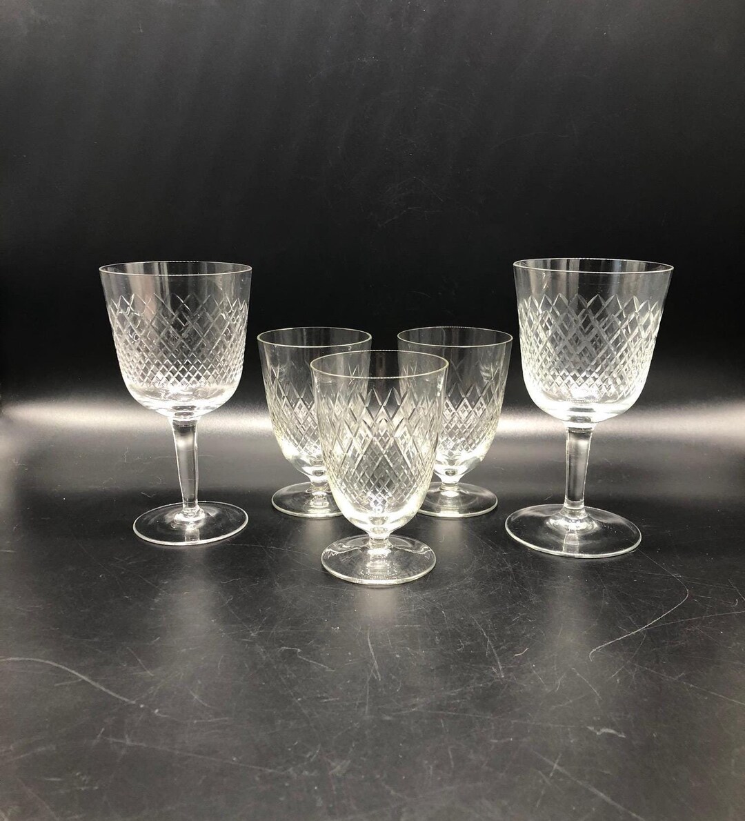 Set of 5 Vintage German Crystal WMF Vitrine Kristall Diamond Cut ...