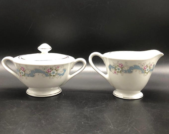 Vintage Happy Home Fine China Rose Bud Sugar and Creamer, Made in Japan ...