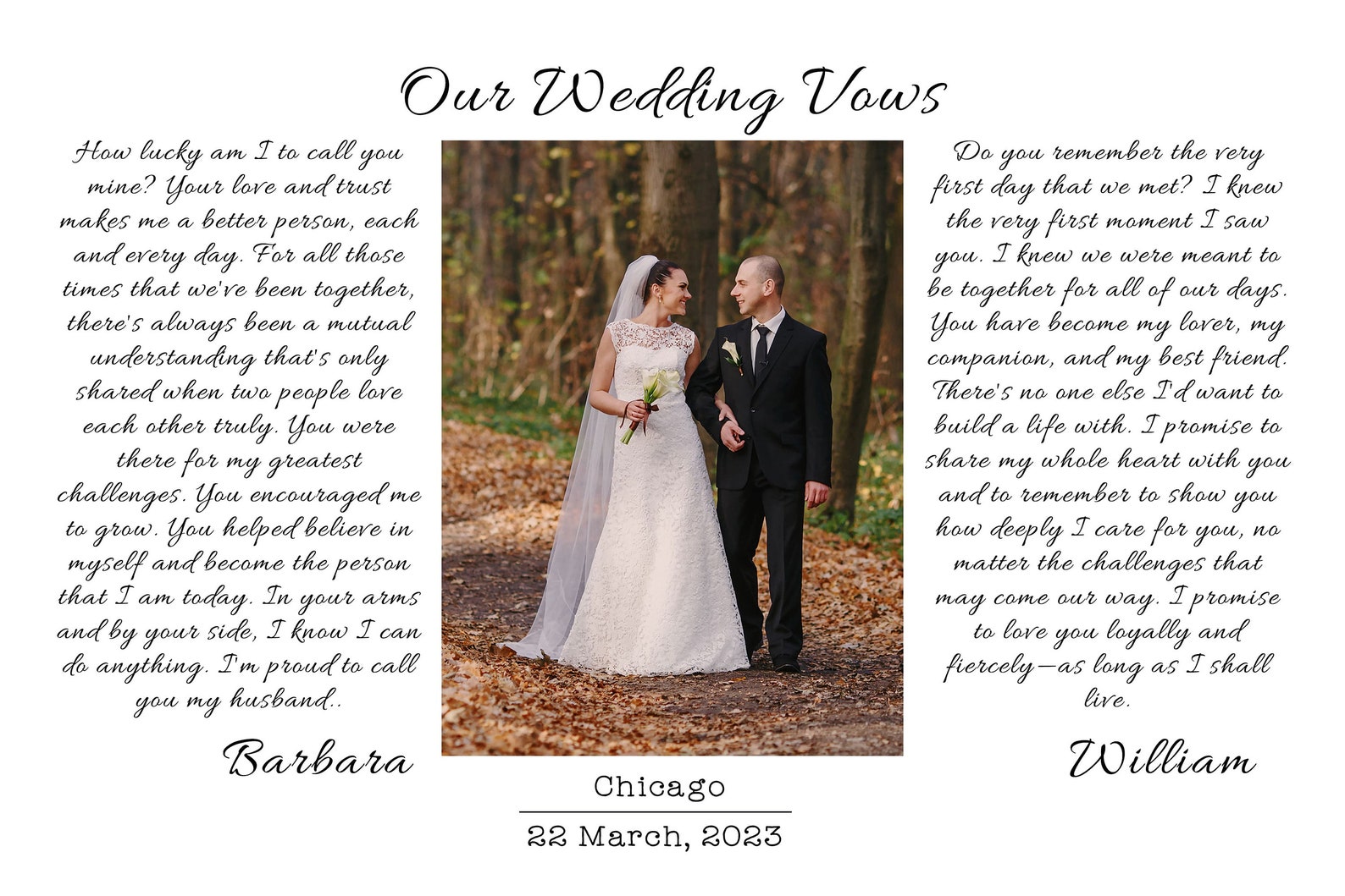 Personalized Wedding Vow Poster, Wedding Anniversary Gift, Wedding Vows ...