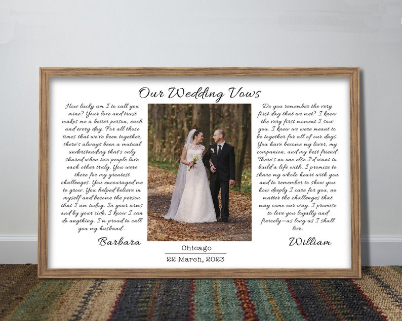 Personalized Wedding Vow Poster, Wedding Anniversary Gift, Wedding Vows ...
