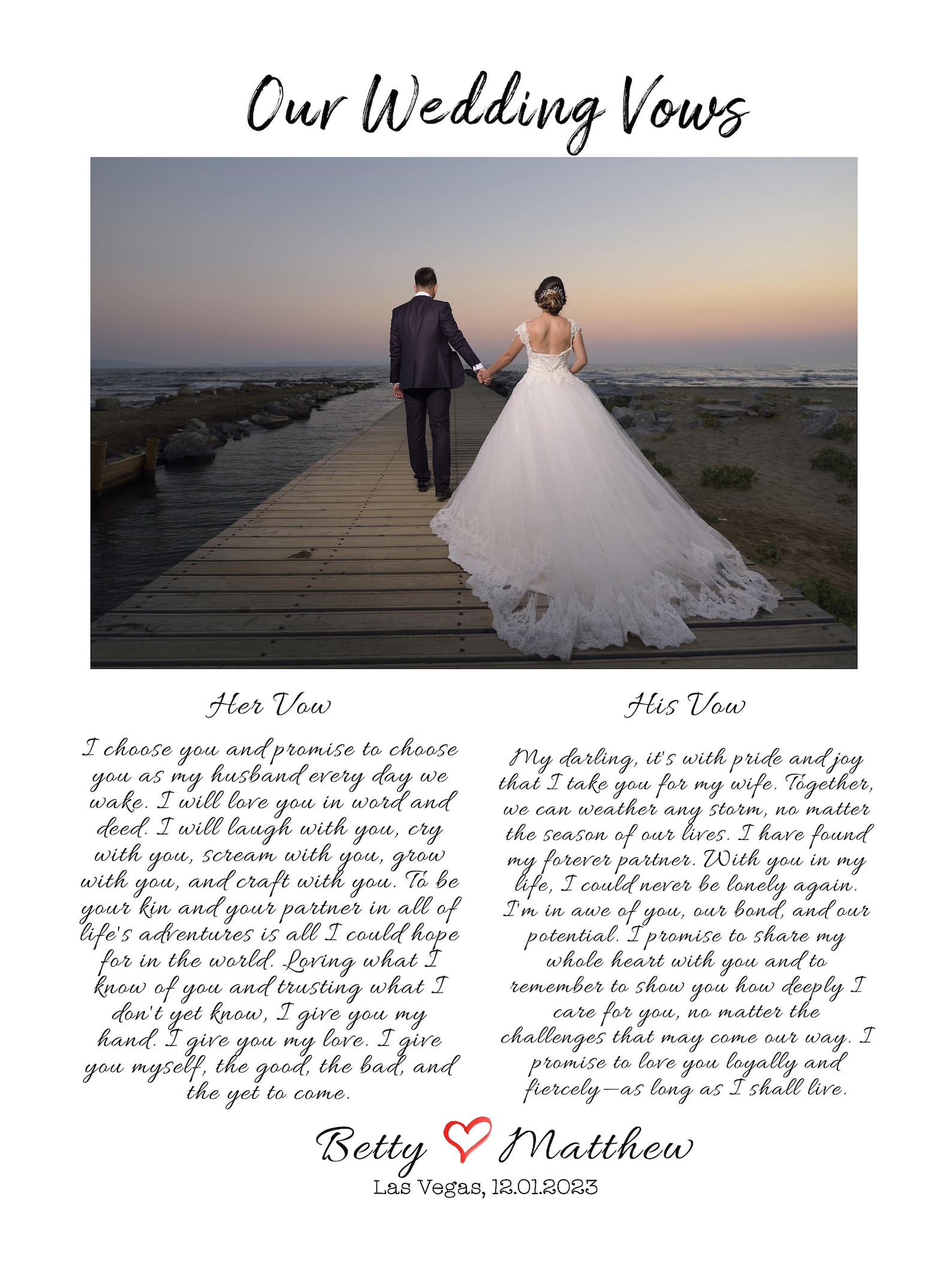 Personalized Wedding Vow Poster, Wedding Anniversary Gift, Wedding Vows ...