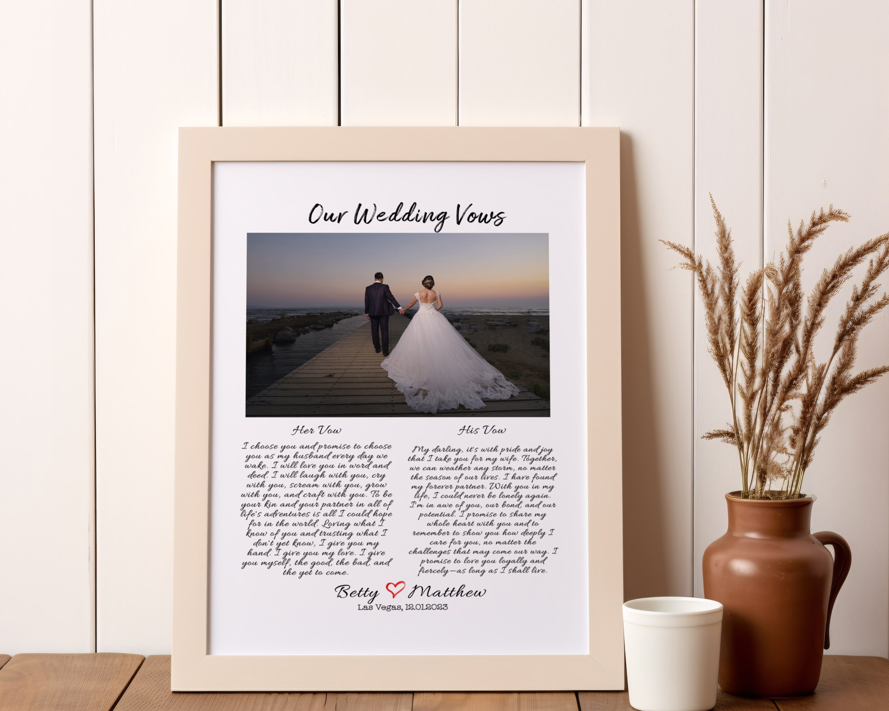 Personalized Wedding Vow Poster, Wedding Anniversary Gift, Wedding Vows ...