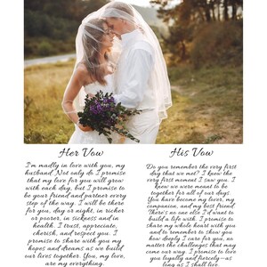 Personalized Wedding Vow Poster, Wedding Anniversary Gift, Wedding Vows ...