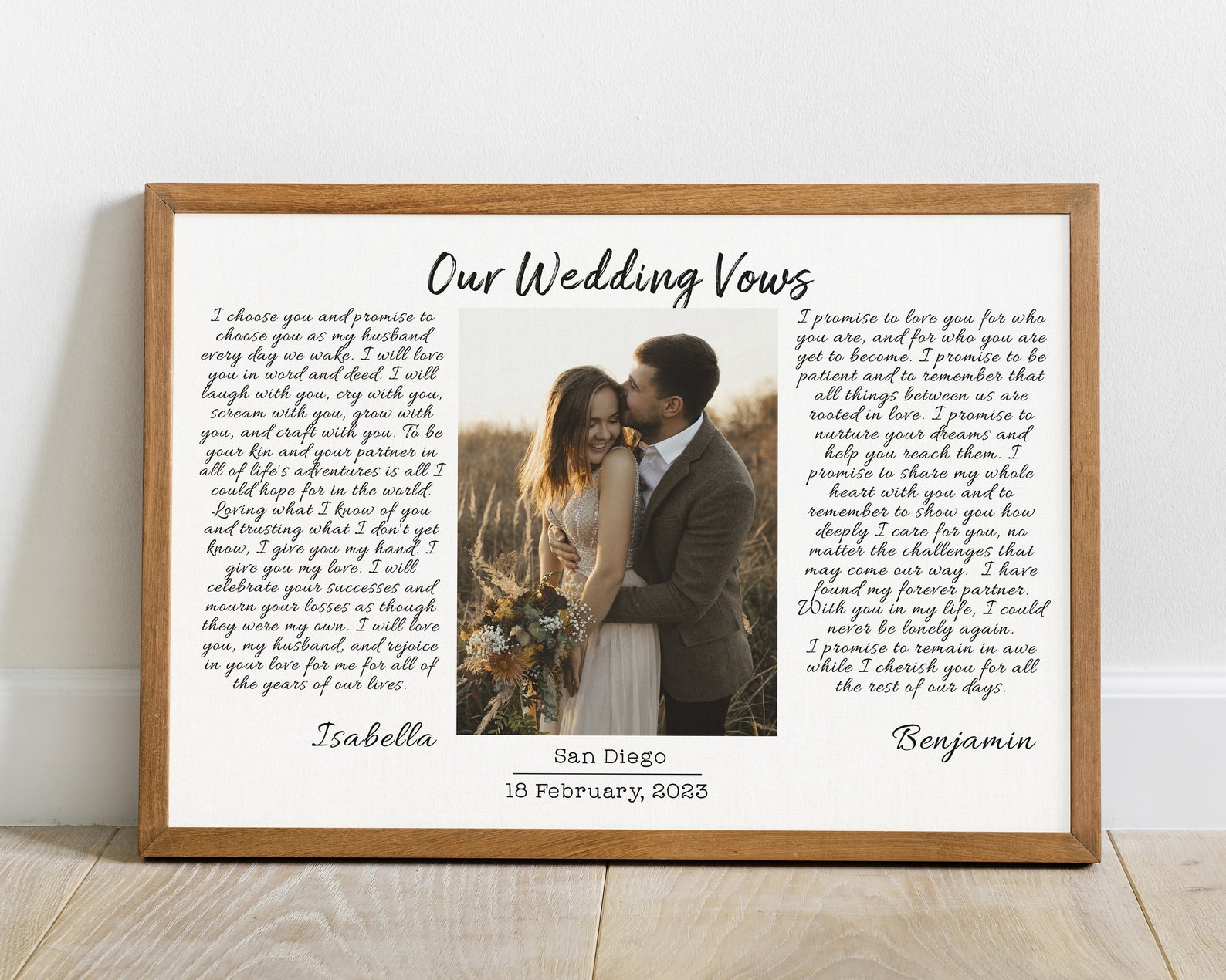 Personalized Wedding Vow Poster, Wedding Anniversary Gift, Wedding Vows ...