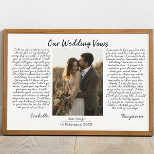 Personalized Wedding Vow Poster, Wedding Anniversary Gift, Wedding Vows ...