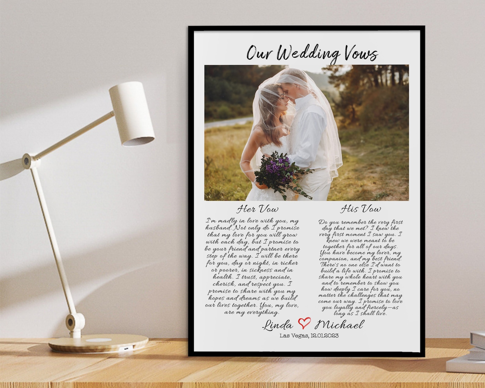 Personalized Wedding Vow Poster, Wedding Anniversary Gift, Wedding Vows ...