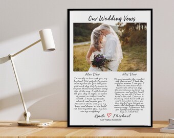 Personalized Wedding Vow Poster, Wedding Anniversary Gift, Wedding Vows ...