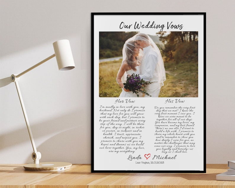 Personalized Wedding Vow Poster, Wedding Anniversary Gift, Wedding Vows ...