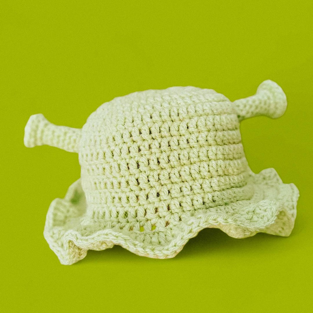 Shrek-inspired Crochet Ogre Bucket Hat With Ears – Handmade Green Hat, Cosplay Accessory, Ogre ...