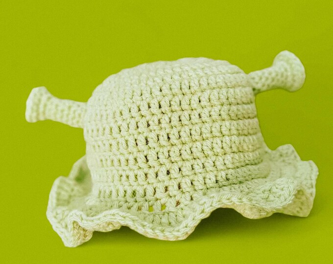 Shrek-inspired Crochet Ogre Bucket Hat With Ears – Handmade Green Hat ...