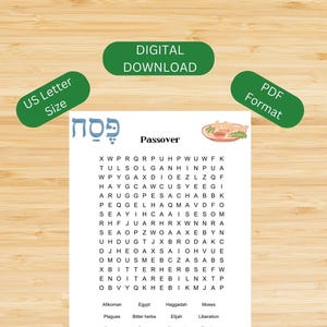 Printable Passover Word Search - Etsy