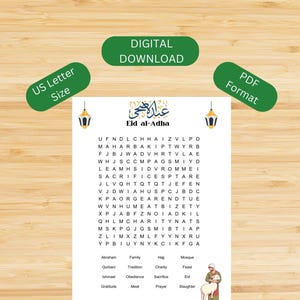 Printable Eid Al-adha Word Search - Etsy