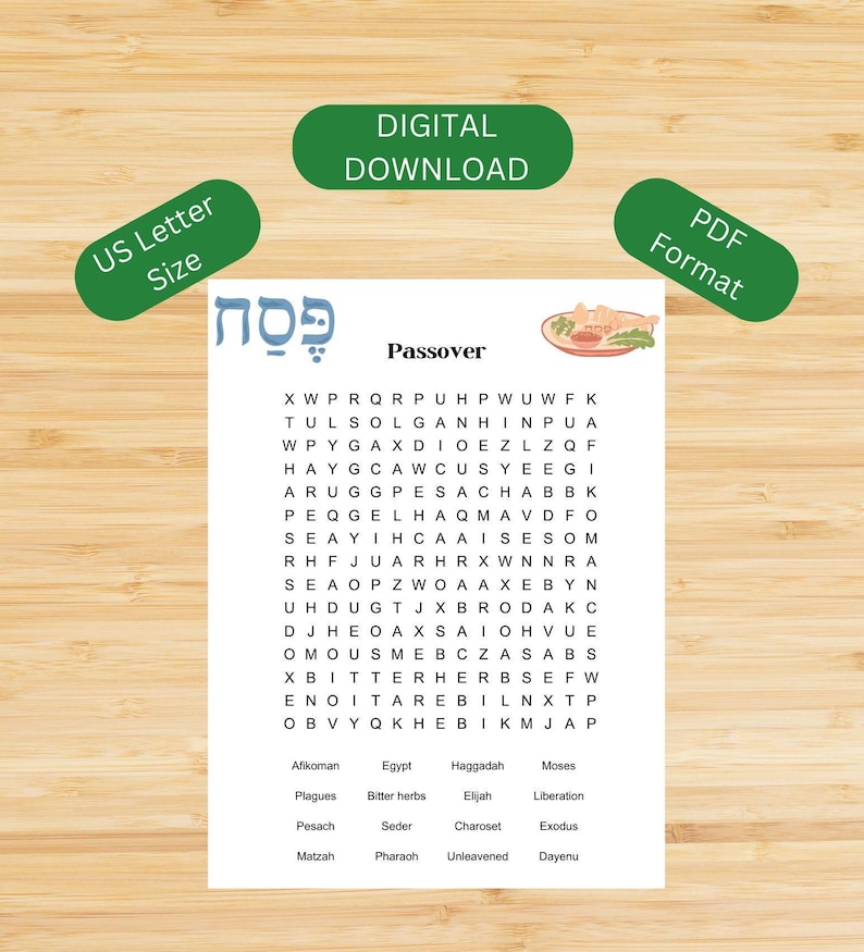 Printable Passover Word Search - Etsy