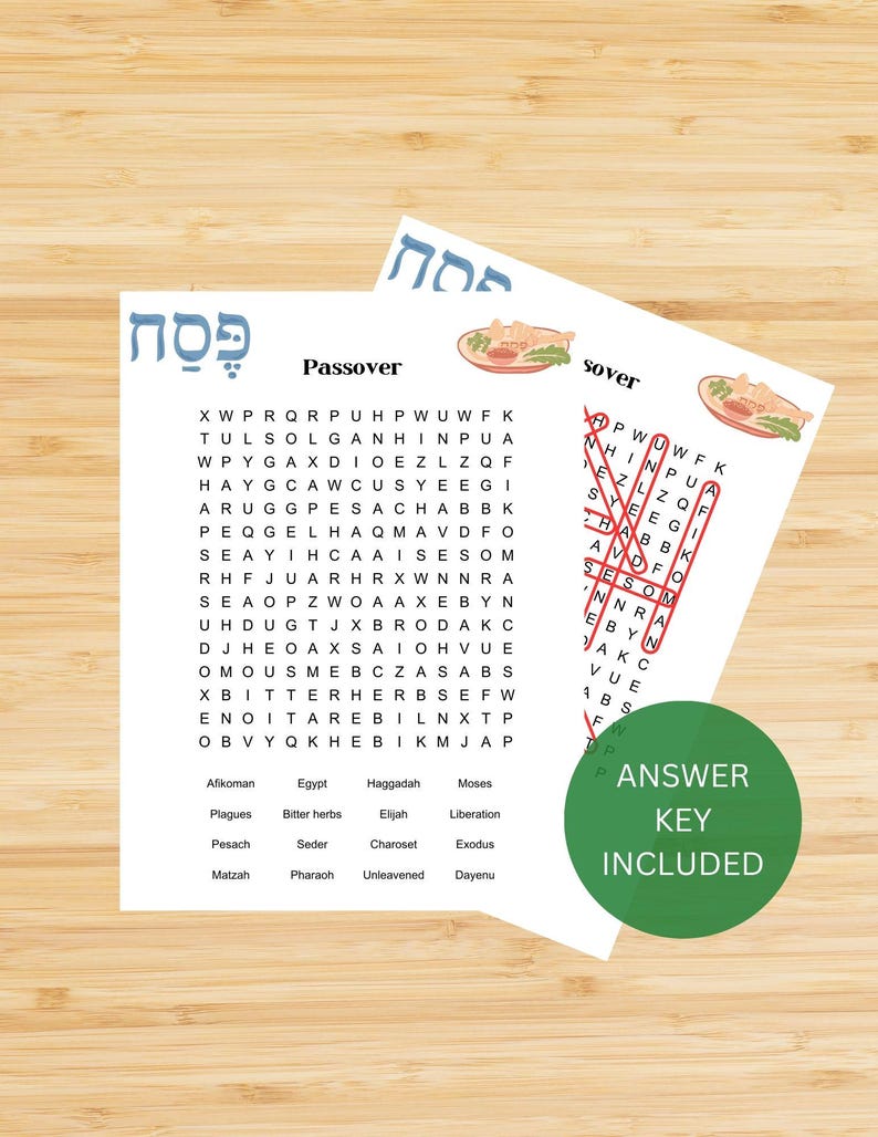 Printable Passover Word Search - Etsy