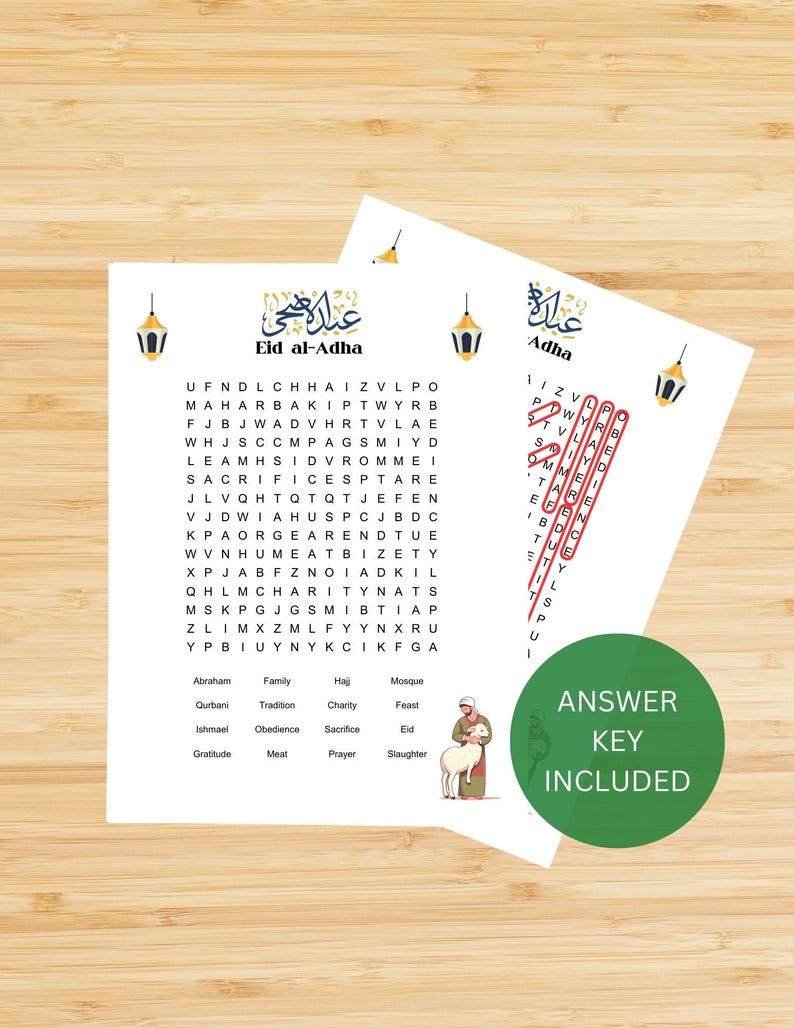 Printable Eid Al-adha Word Search - Etsy