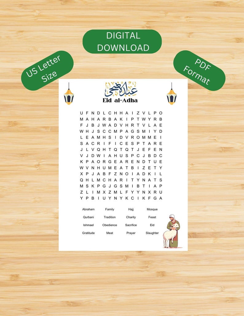 Printable Eid Al-adha Word Search - Etsy