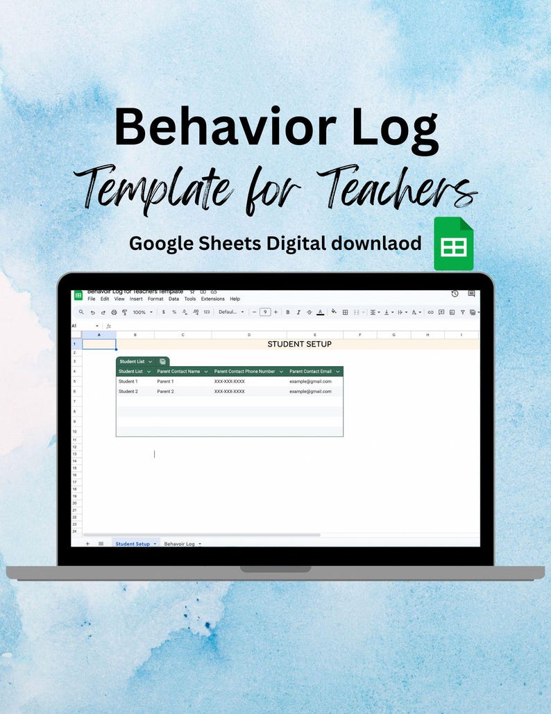Behavior Log for Teachers Google Sheet Template - Etsy