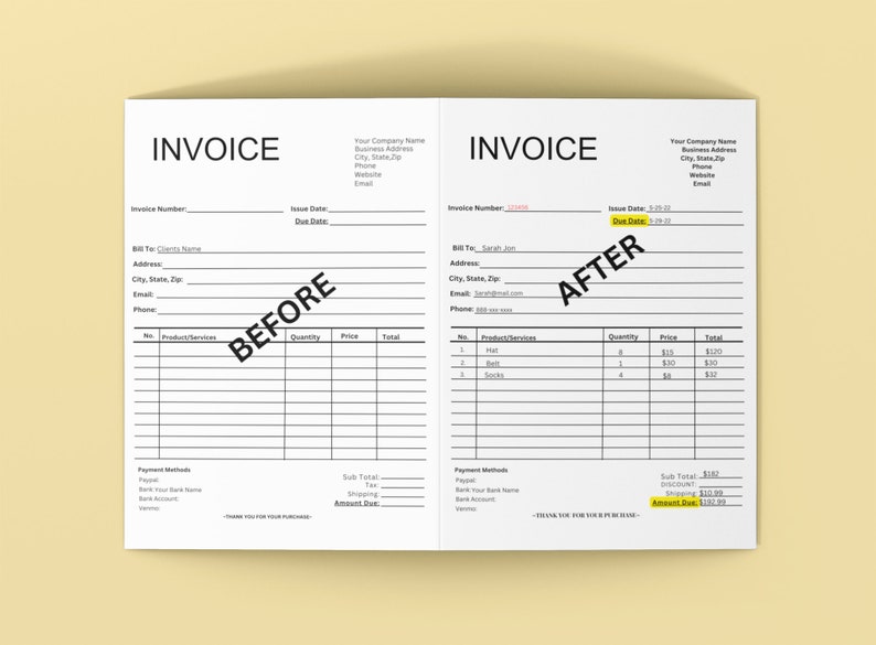 Invoice Template, Business Invoice, Printable Invoice, Payment Request ...
