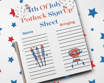 Fourth of July Printable Potluck Sign-up Sheet EDITABLE - Etsy
