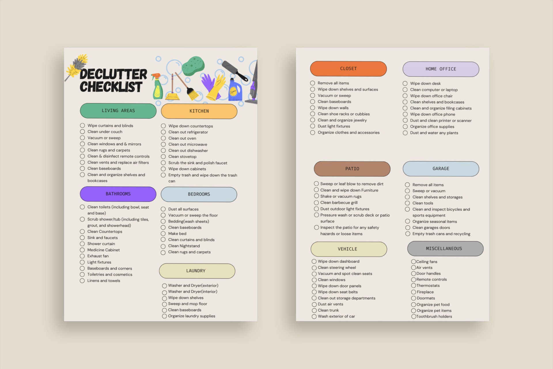 Ultimate Declutter Checklist| Home and Life Organizer| Printable PDF ...