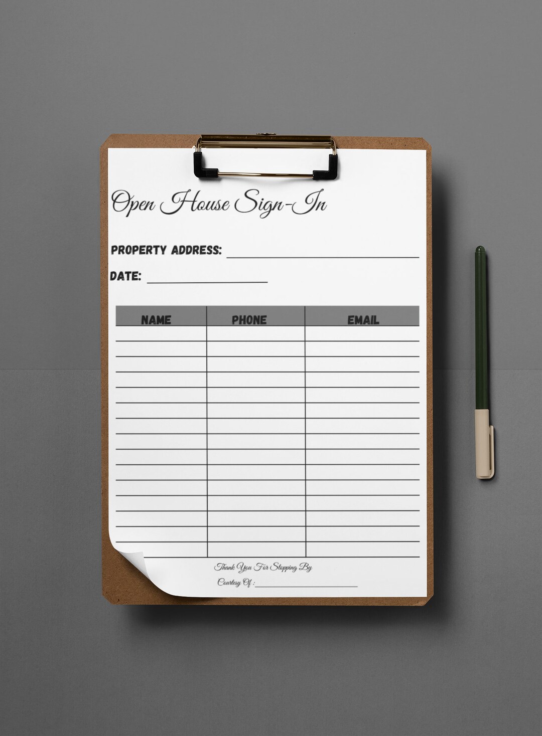 Open House Sign-in Sheet, Open House Guestbook, Property Tour Sign-in ...