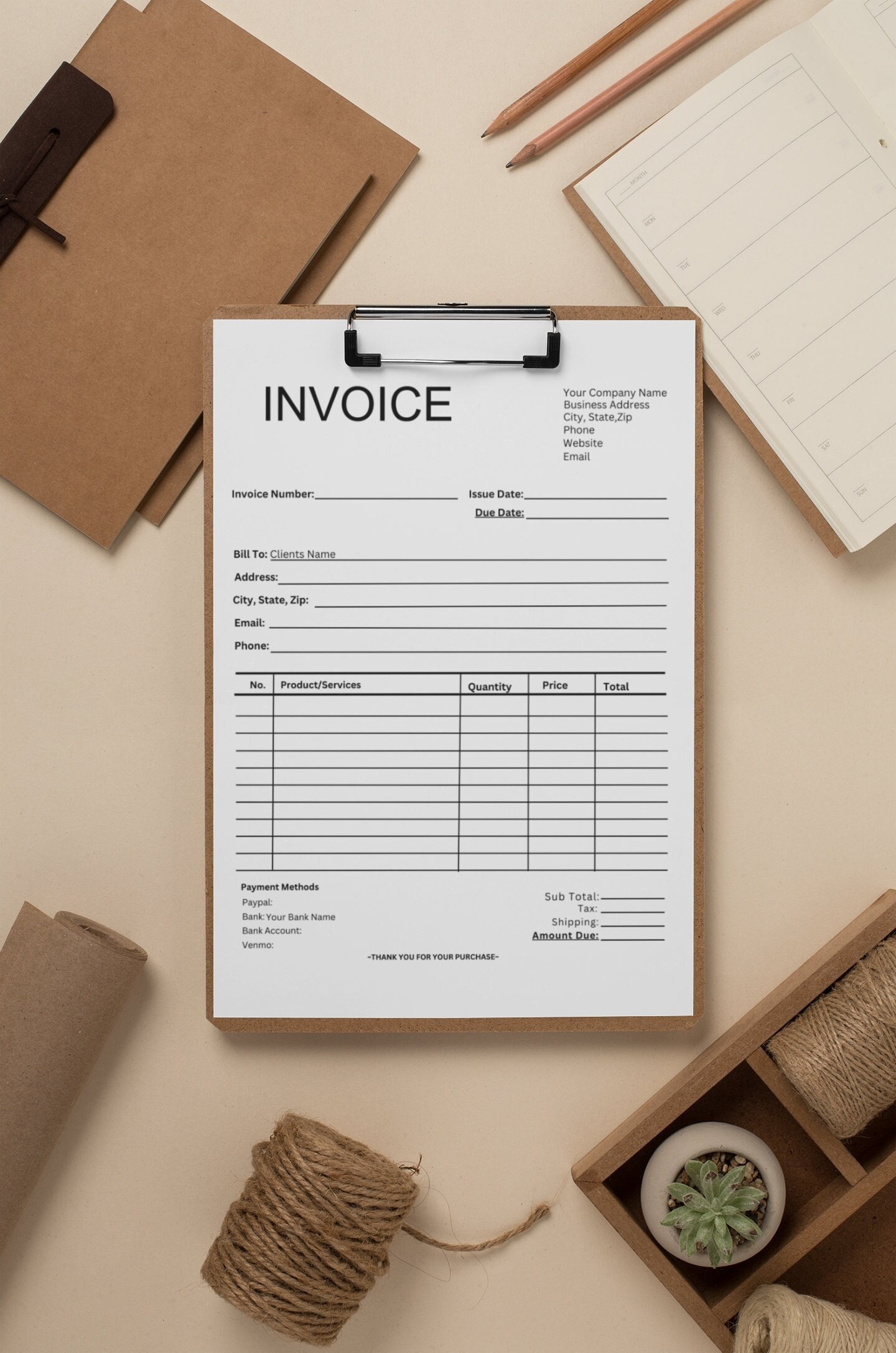 Invoice Template, Business Invoice, Printable Invoice, Payment Request ...