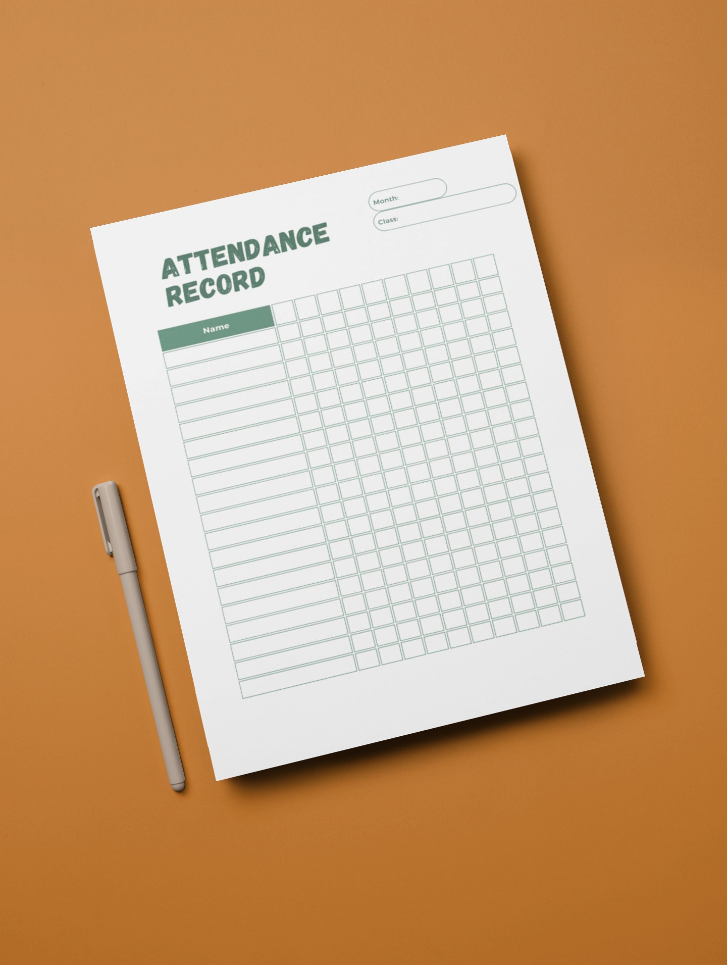 Editable Attendance Record: Printable Classroom Tracker (digital ...