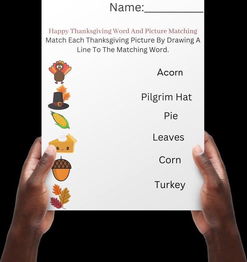 Thanksgiving Worksheet, Thanksgiving Kids Matching Worksheet ...