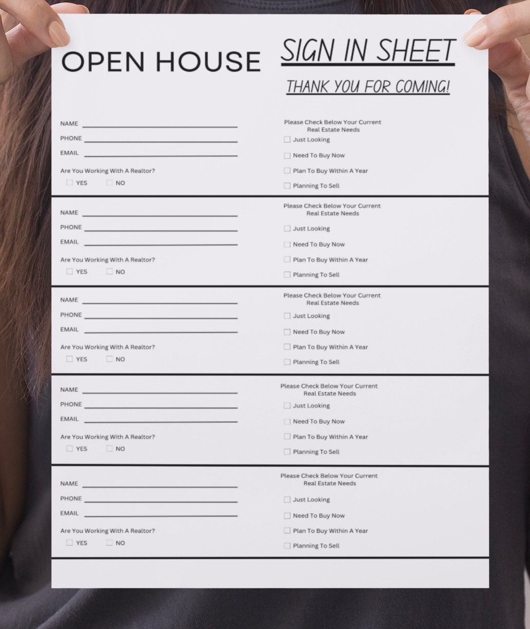 Open House Sign in Sheet, Real Estate Printable, Editable Canva ...
