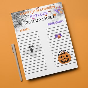 Halloween Potluck Sign-up Sheet Printable | Halloween Party Planner ...