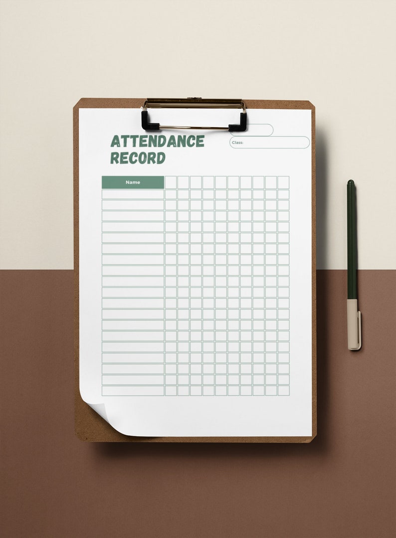 Editable Attendance Record: Printable Classroom Tracker (digital ...
