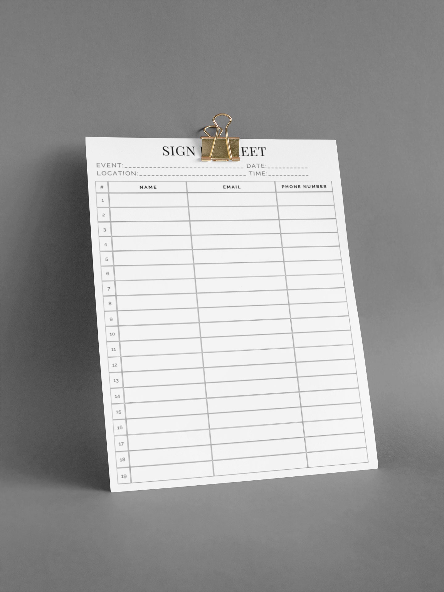 Sign-up Sheet Printable | Registration Form PDF | Volunteer Roster ...