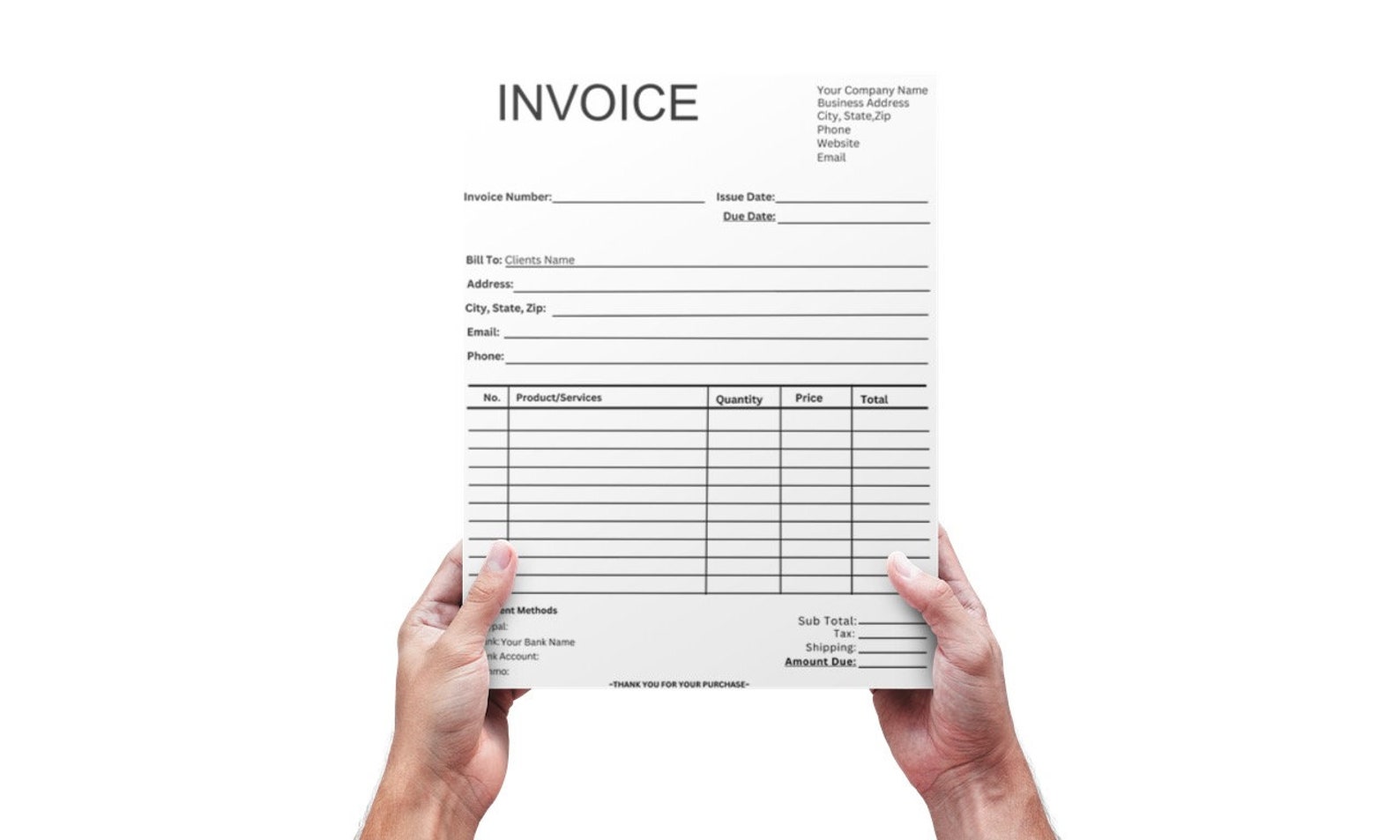 Invoice Template, Business Invoice, Printable Invoice, Payment Request ...