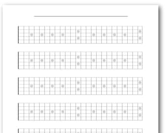LEFT-HANDED Blank Fretboard Diagrams for 6-string Guitar Printable - 7 ...