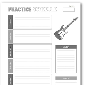 Weekly Electric Guitar Practice Planner- Printable, Study Planner ...