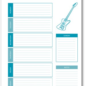 Weekly Bass Guitar Practice Planner- Printable, Study Planner, Practice ...