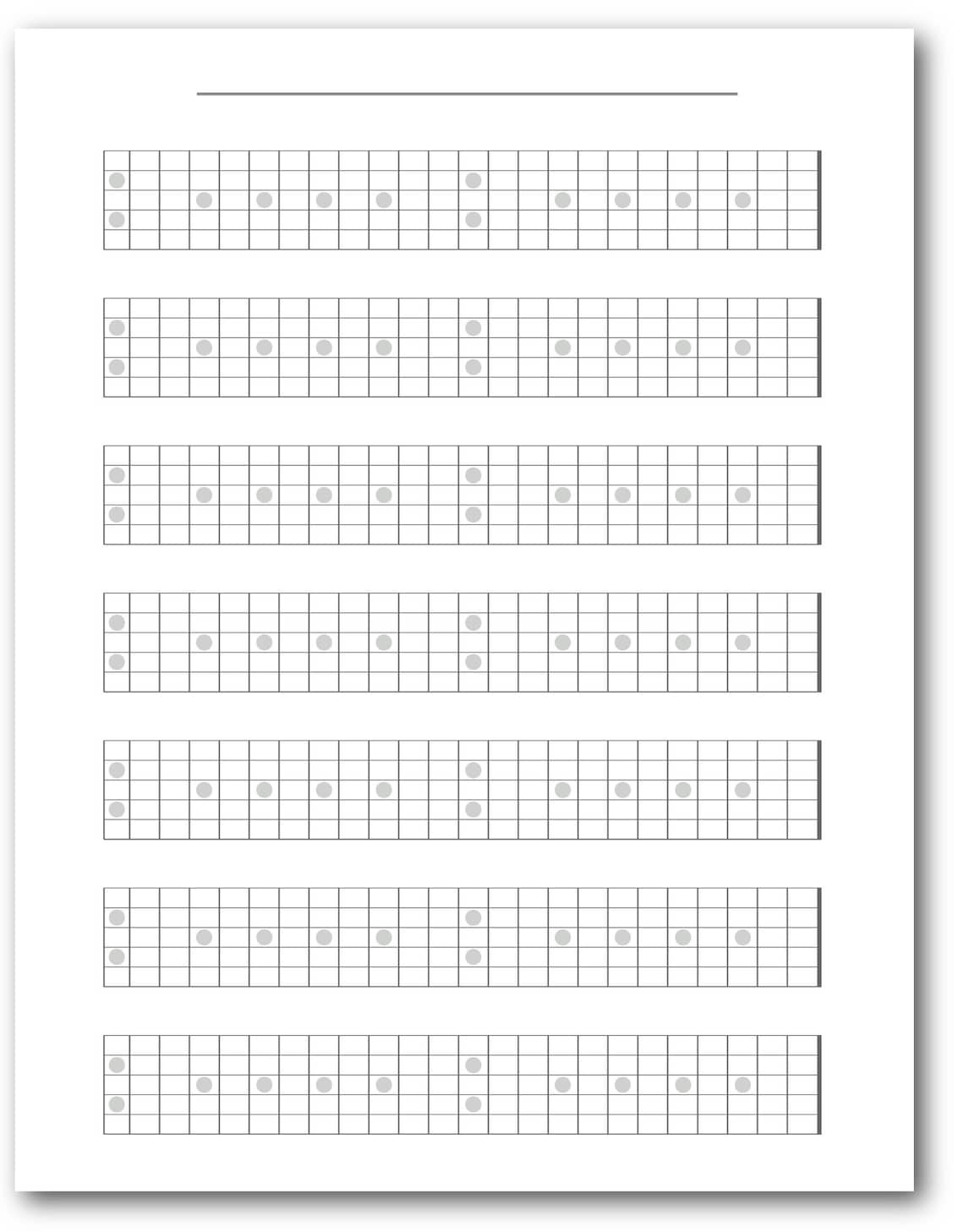 LEFT-HANDED Blank Fretboard Diagrams for 6-string Guitar Printable - 7 ...