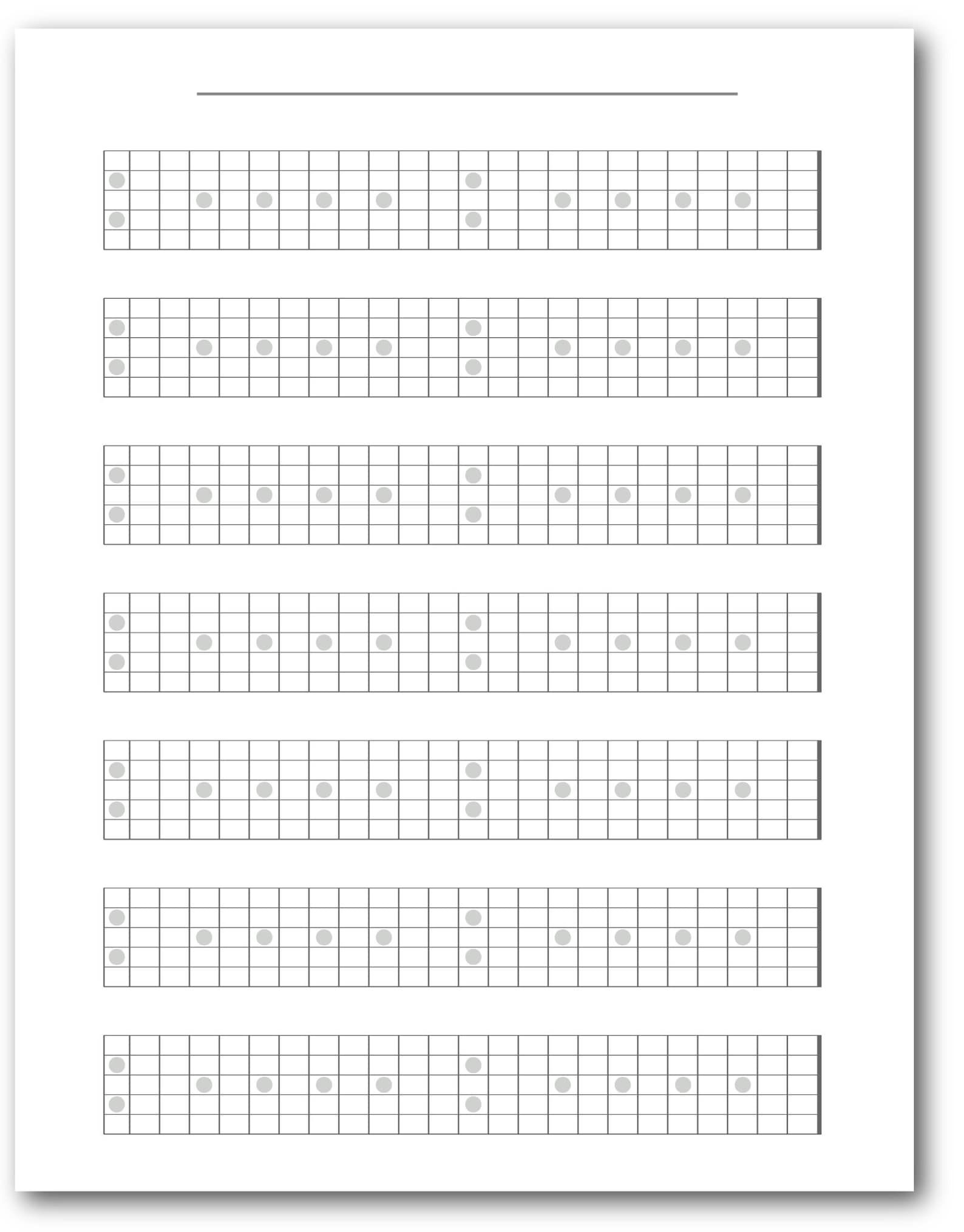 LEFT-HANDED Blank Fretboard Diagrams for 6-string Guitar Printable - 7 ...