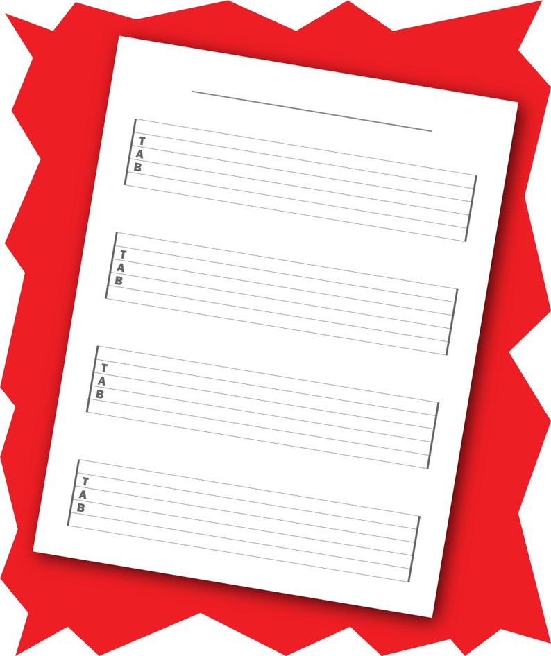 Extra Large Blank Guitar Tab Sheets | 6-string Tablature for Visual ...