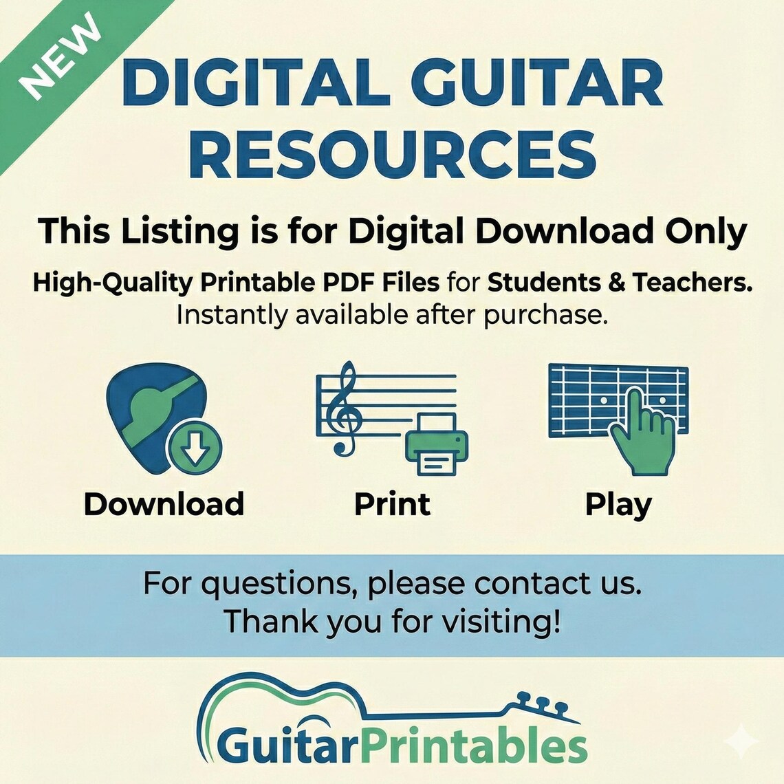 Blank Guitar Tablature Sheets | 6 Large Rows for Easy Reading | Guitar ...
